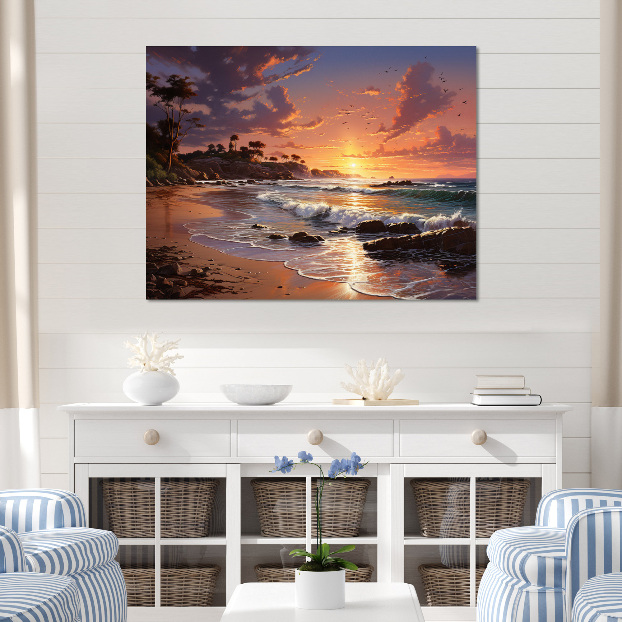 Dovecove Beach Sunset Beach III Framed On Canvas Print | Wayfair